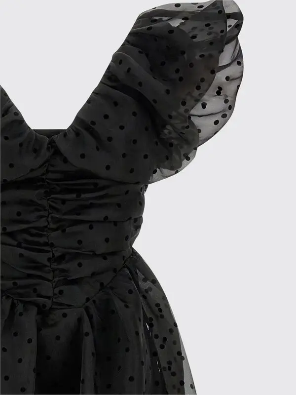 GANNI Polka Dot Tulle Midi Dress