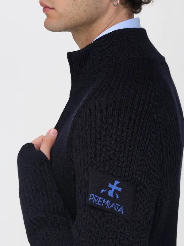 Premiata Zip-up Ribbed Jumper - Blue
