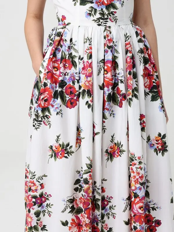 Dolce & Gabbana Cotton Floral Print Midi Dress - White
