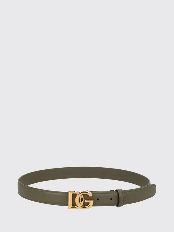 Dolce & Gabbana Leather Belt With Dg Monogram Buckle - Green