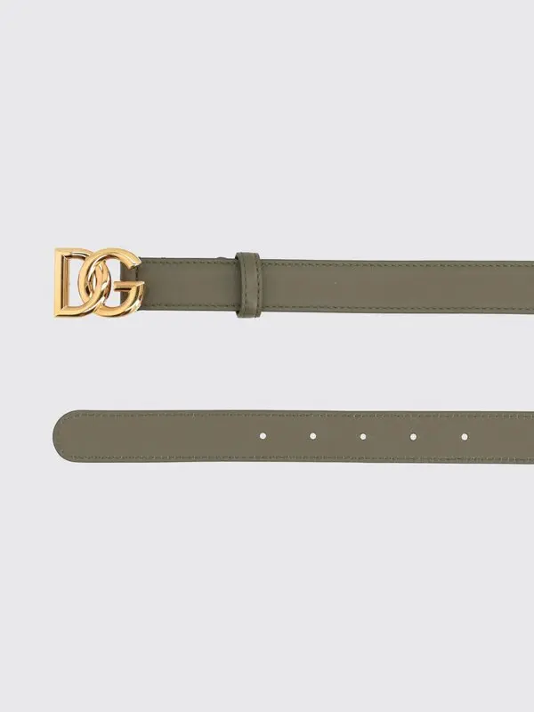 Dolce & Gabbana Leather Belt With Dg Monogram Buckle