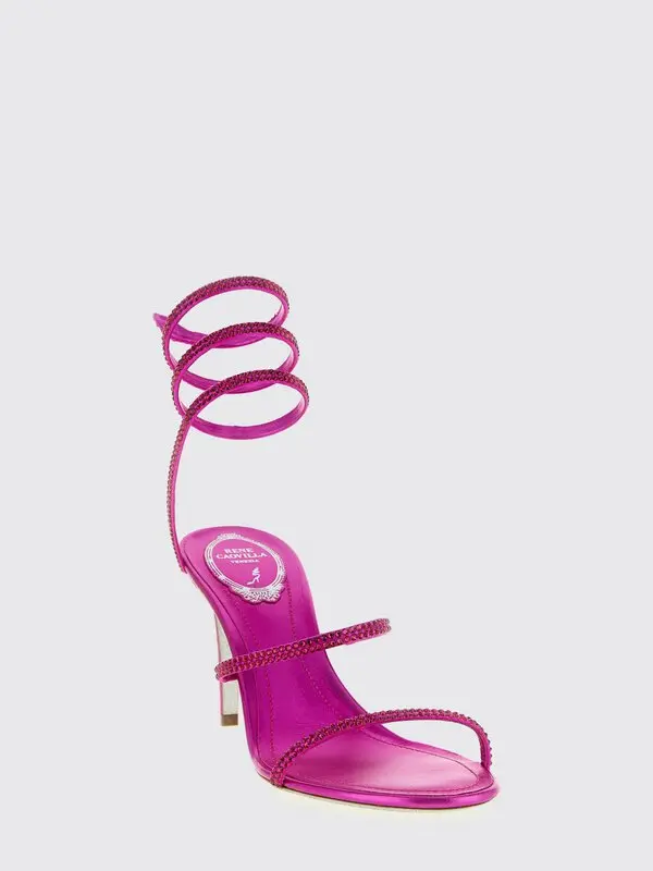 Rene Caovilla Cleo Satin Sandals With Rhinestones