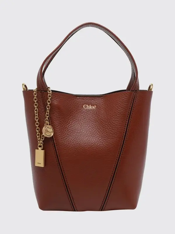 Chloé Spin Mini Grained Calfskin Handbag With Ring Detail - Brown