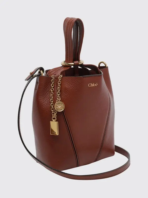 Chloé Spin Mini Grained Calfskin Handbag With Ring Detail - Brown