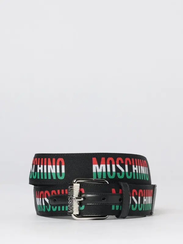 Moschino Canvas Belt With Allover Jacquard Logo