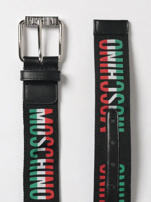 Moschino Canvas Belt With Allover Jacquard Logo