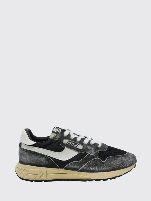 AUTRY Reelwind Leather And Nylon Sneakers With Distressed Effect - Black