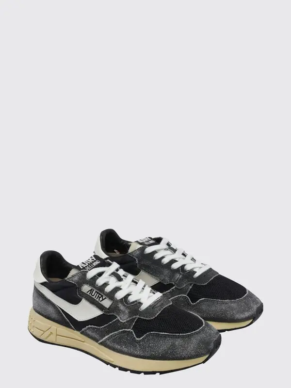 AUTRY Reelwind Leather And Nylon Sneakers With Distressed Effect - Black