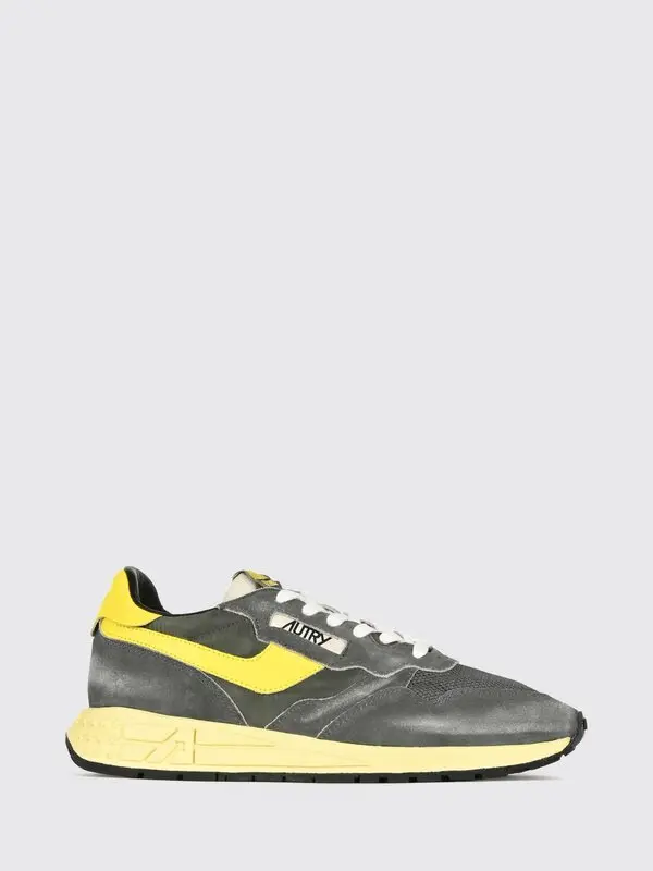 AUTRY Reelwind Leather And Nylon Sneakers With Distressed Effect - Grey