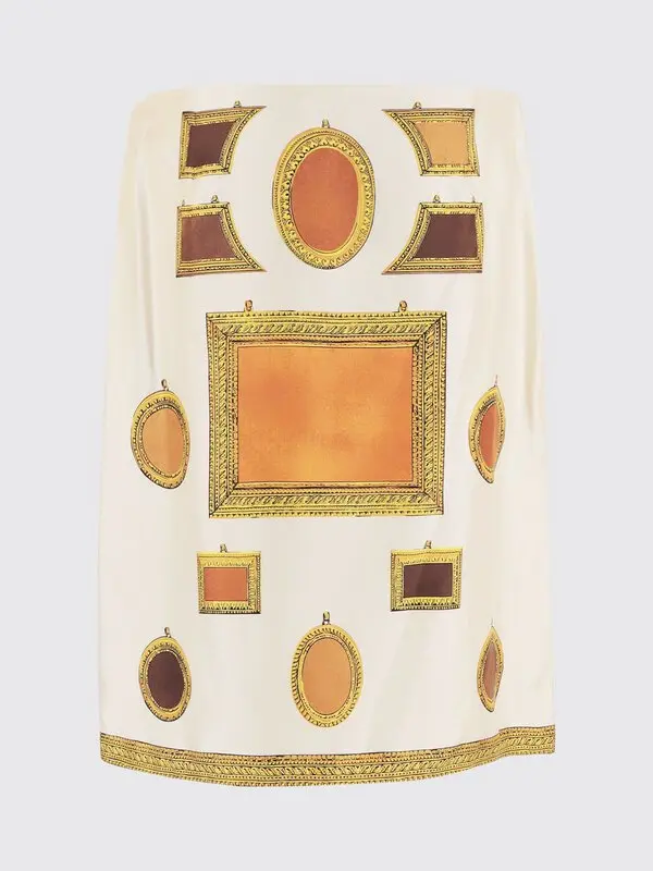 Versace Mini Skirt In Silk With Graphic Print
