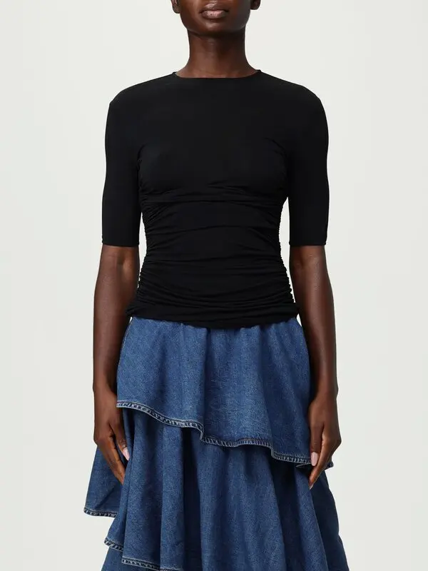 Alaïa Slim Fit Ruched Crewneck T-shirt - Black