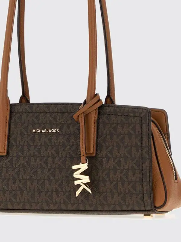 Michael Kors Laila Monogram Canvas Shoulder Bag With Logo Charm