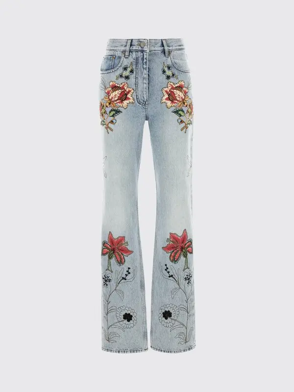 Valentino Garavani Straight Jeans In Embroidered Cotton