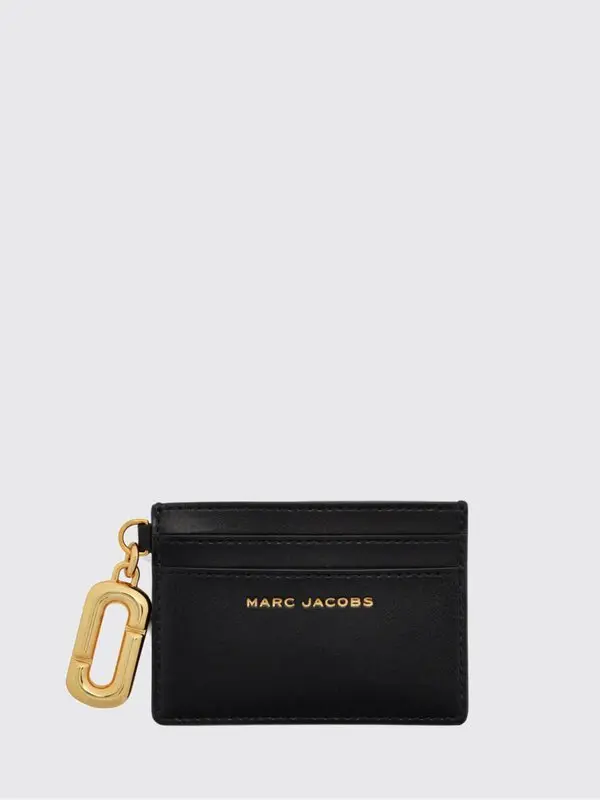 Marc Jacobs Flat Leather Card Holder With Double J Logo - Black