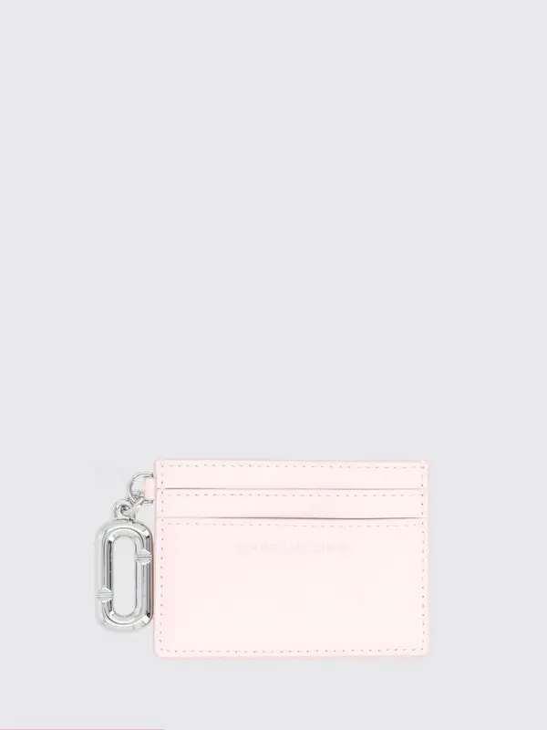 Marc Jacobs Flat Leather Card Holder With Double J Logo - Pink