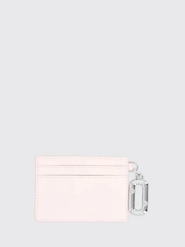 Marc Jacobs Flat Leather Card Holder With Double J Logo - Pink