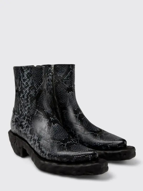 Camper Ankle Boots With Snakeskin Finish