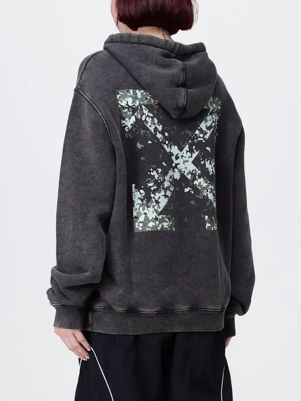 Off-White Cotton Hoodie With Arrow Logo
