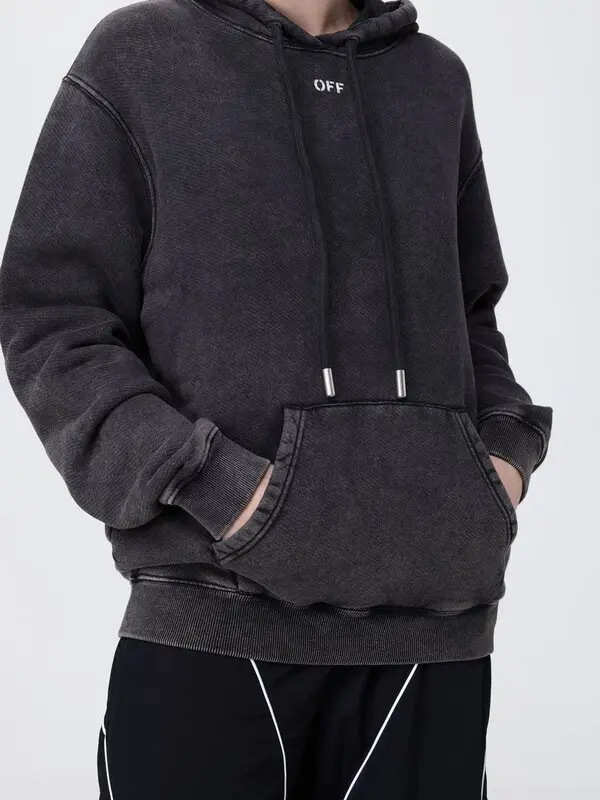 Off-White Cotton Hoodie With Arrow Logo