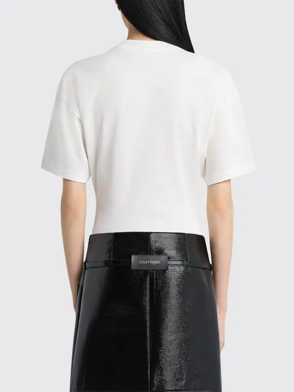 COURREGES Cotton T-shirts With Logo - White