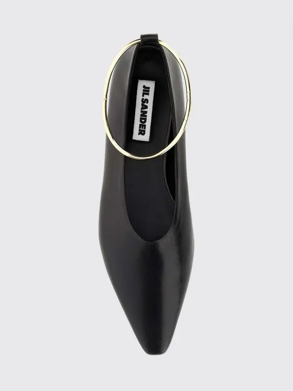 JIL SANDER Leather Ballerinas - Black