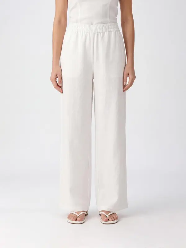 AMI Paris Linen Blend Palazzo Trousers - White