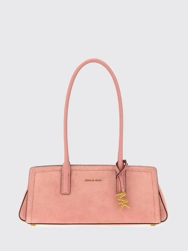 Michael Kors Laila Suede Shoulder Bag With Logo Charm - Pink