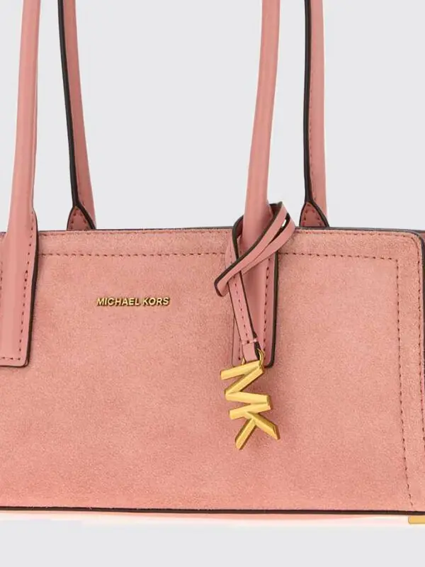 Michael Kors Laila Suede Shoulder Bag With Logo Charm - Pink
