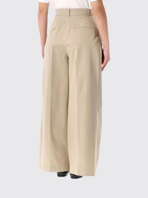 ANINE BING Stretch Cotton Wide-leg Trousers - Beige