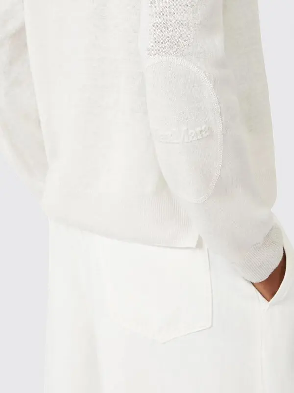 Max Mara Linen Crew Neck Sweater - White