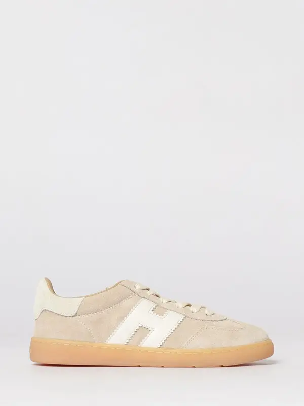 Hogan Low Top Sneakers With Contrast H Logo - Beige