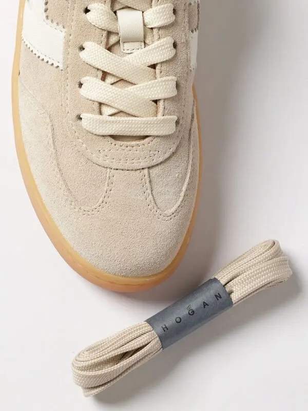 Hogan Low Top Sneakers With Contrast H Logo - Beige