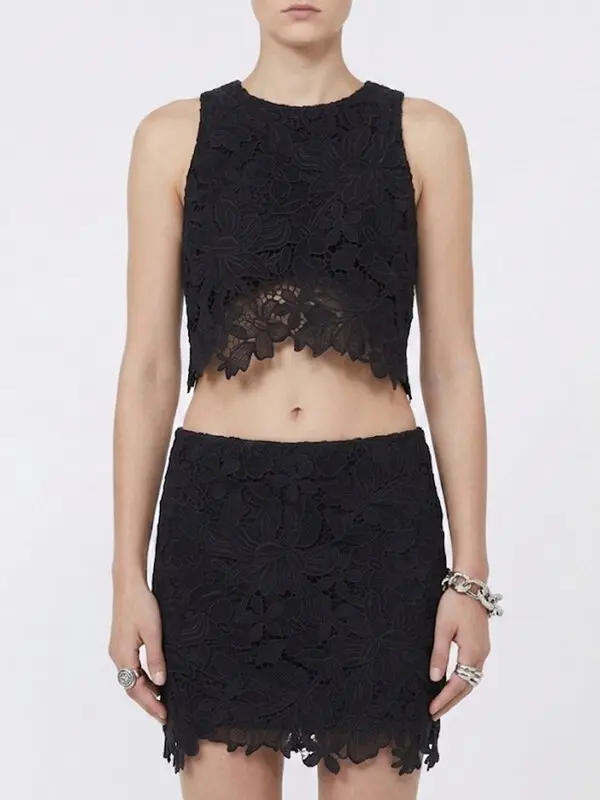 Sportmax Cropped Lace Top - Black