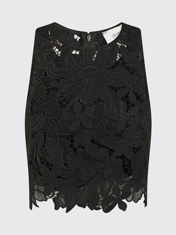 Sportmax Cropped Lace Top - Black