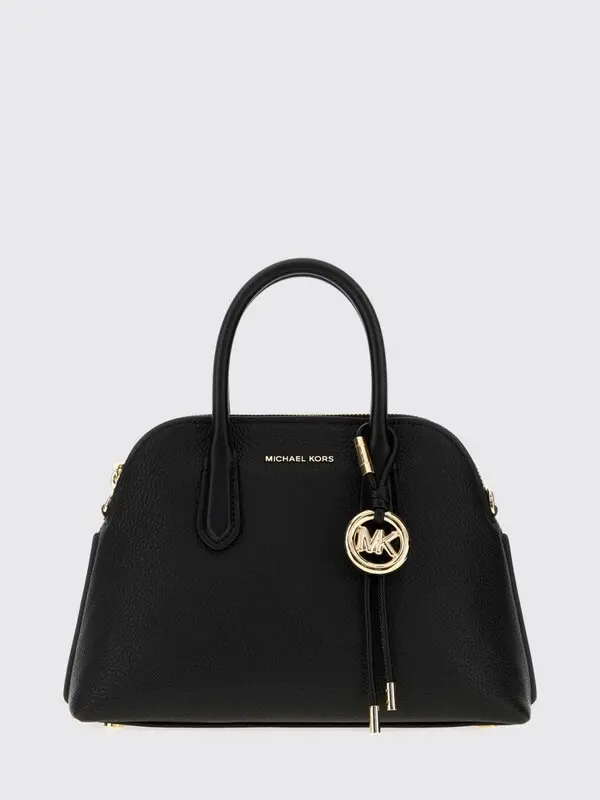 Michael Kors Freddie Mini Leather Handbag With Mk Monogram And Logo Charm - Black