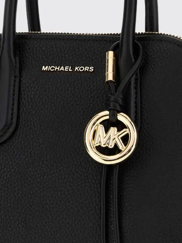Michael Kors Freddie Mini Leather Handbag With Mk Monogram And Logo Charm - Black