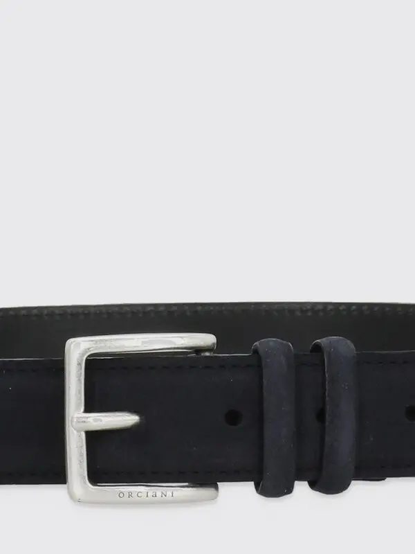 Orciani Suede Leather Belt With Pin Buckle And Engraved Logo