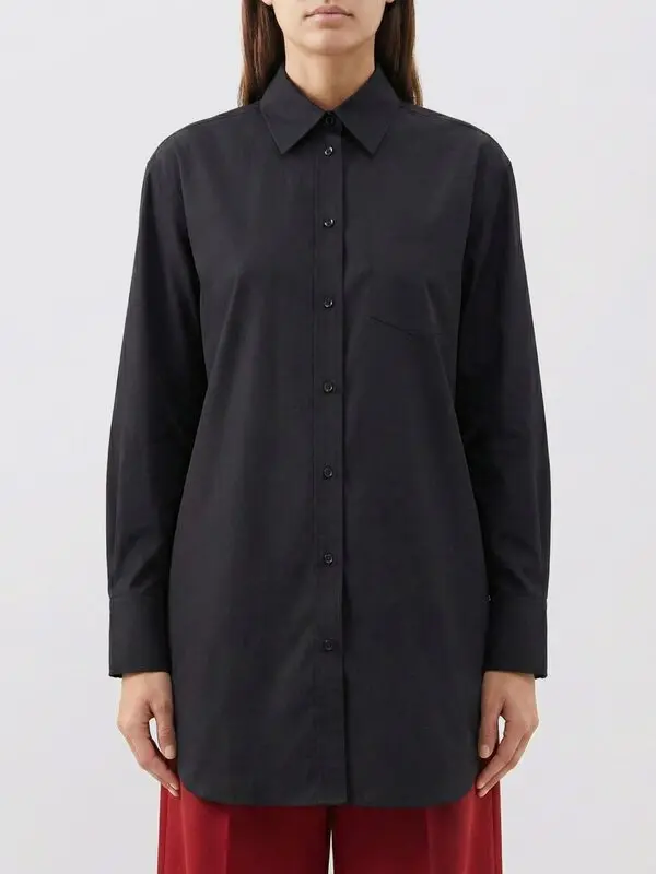 Sportmax Pleated Cotton Blend Shirt - Black