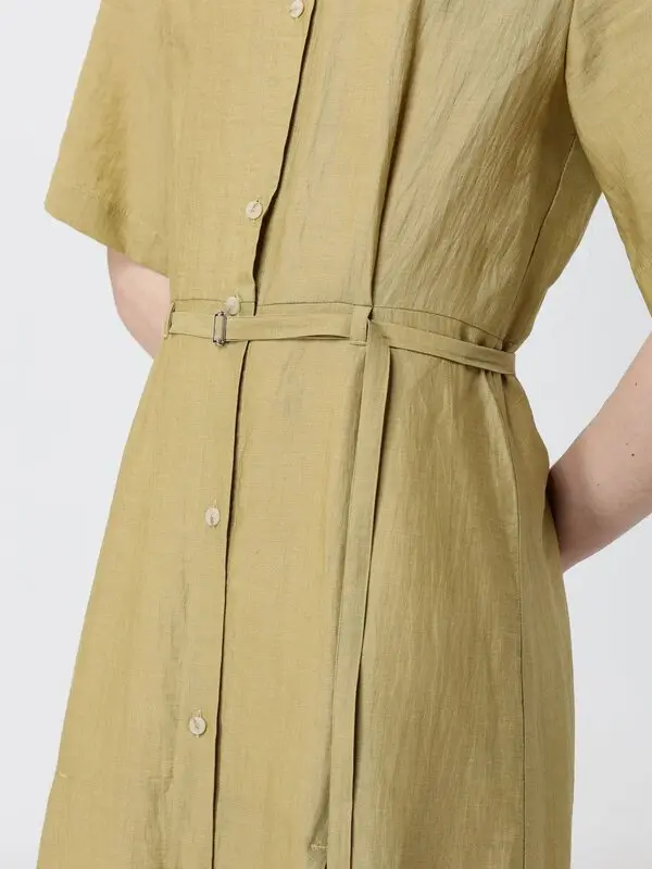TELA Linen Blend Chemisier Dress - Green