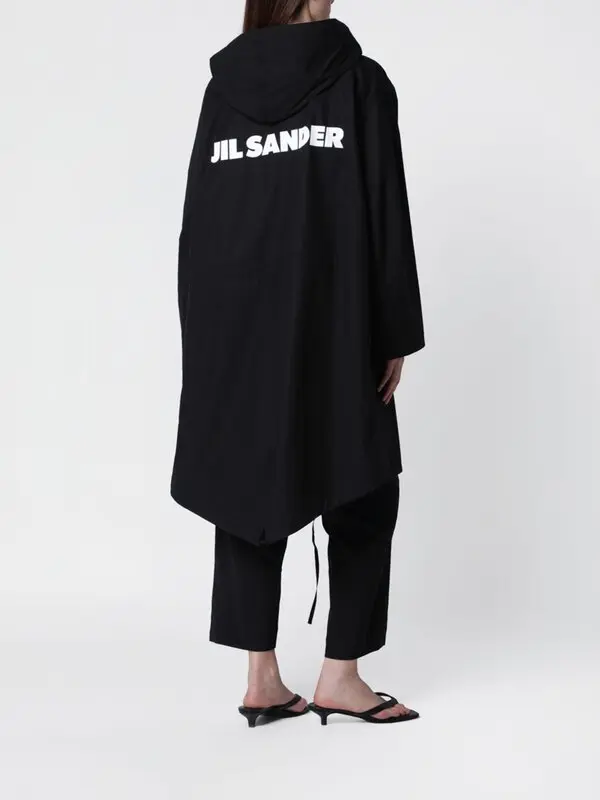 JIL SANDER Long Cotton Parka With Hood And Drawstring
