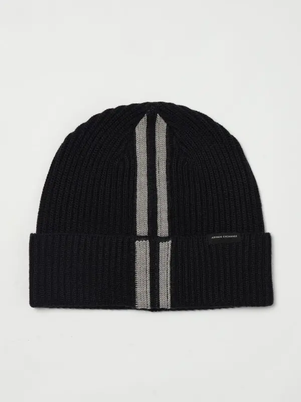 Armani Exchange Ribbed Beanie With Striped Detail
