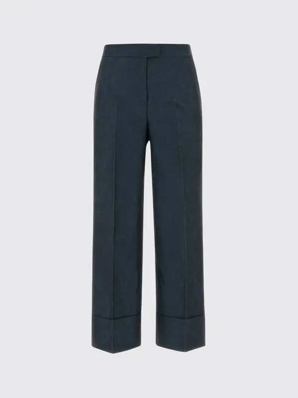 PT TORINO Tailored Trousers In Cotton And Linen Blend - Blue