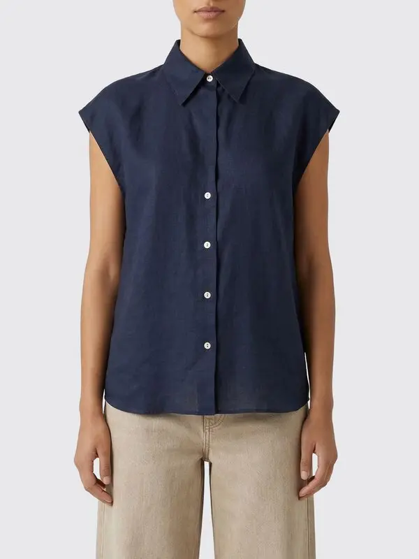 Vince Basic Linen Blend Shirt - Blue