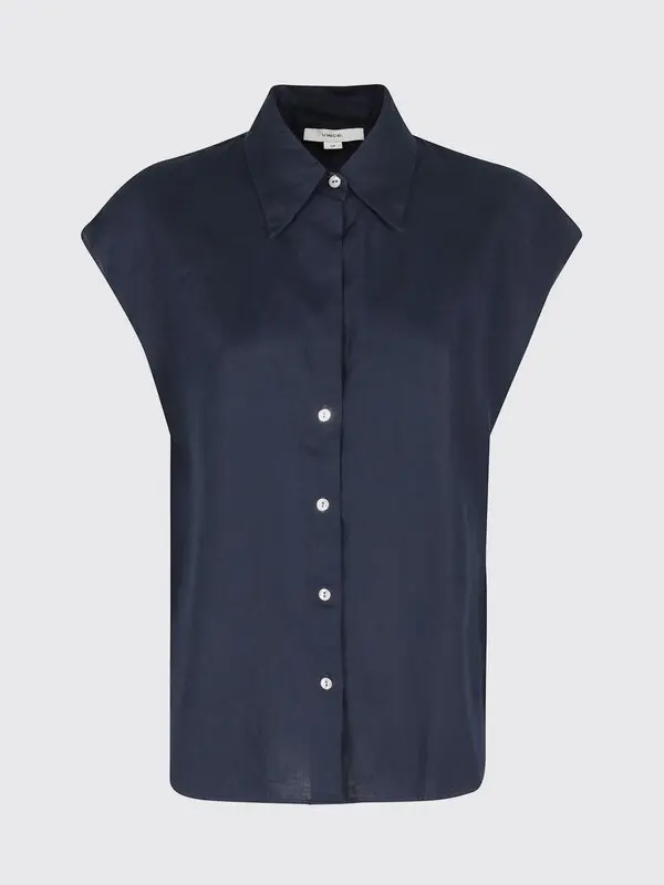 Vince Basic Linen Blend Shirt - Blue