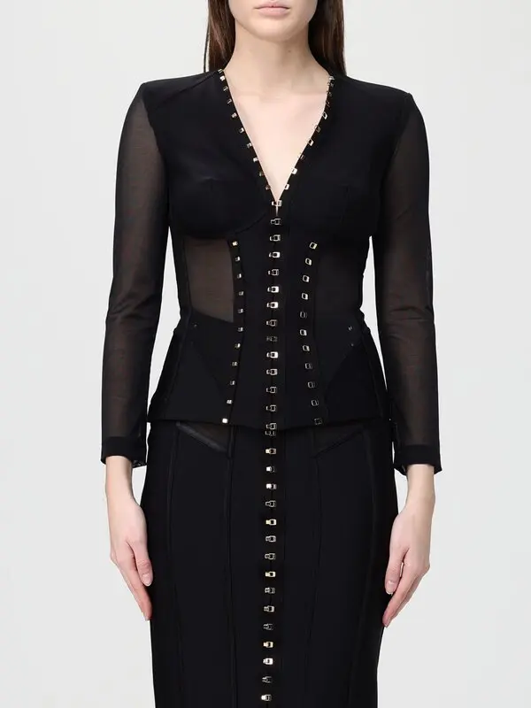 Elisabetta Franchi Polyamide Jacket With Stud Embellishments