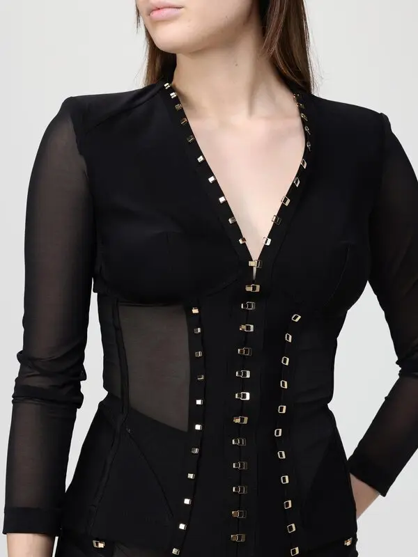 Elisabetta Franchi Polyamide Jacket With Stud Embellishments