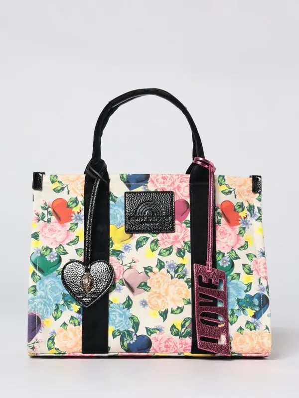 Kurt Geiger Southbank Floral Print Cotton Canvas Bag - Black