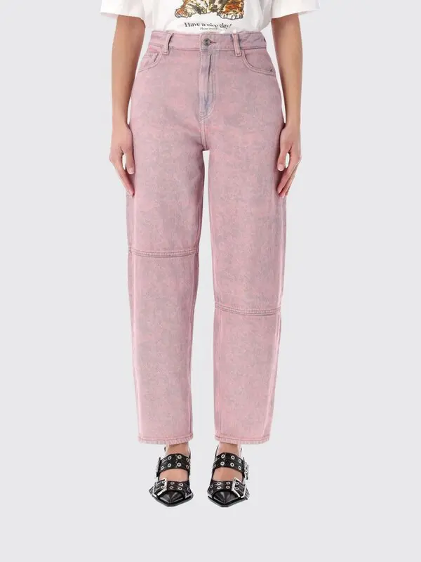 GANNI Cropped Organic Cotton Denim Jeans - Pink