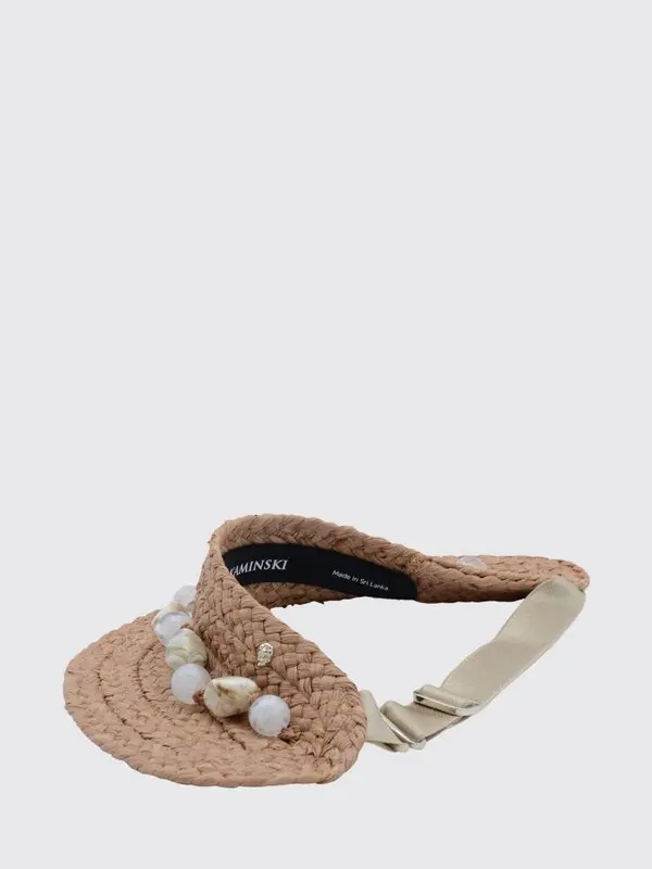Helen Kaminski Straw Sun Visor With Beaded Embellishment