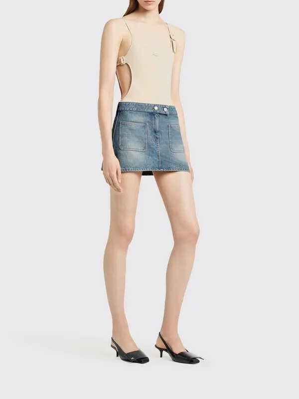 COURREGES Cotton Denim Mini Skirt